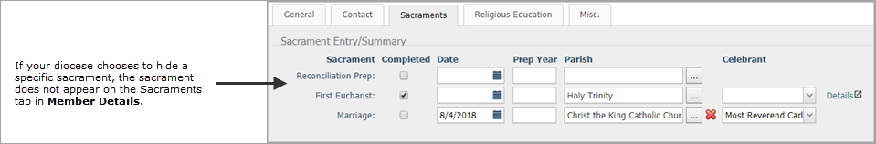 How to Add or Edit a Sacrament Record in Member Details